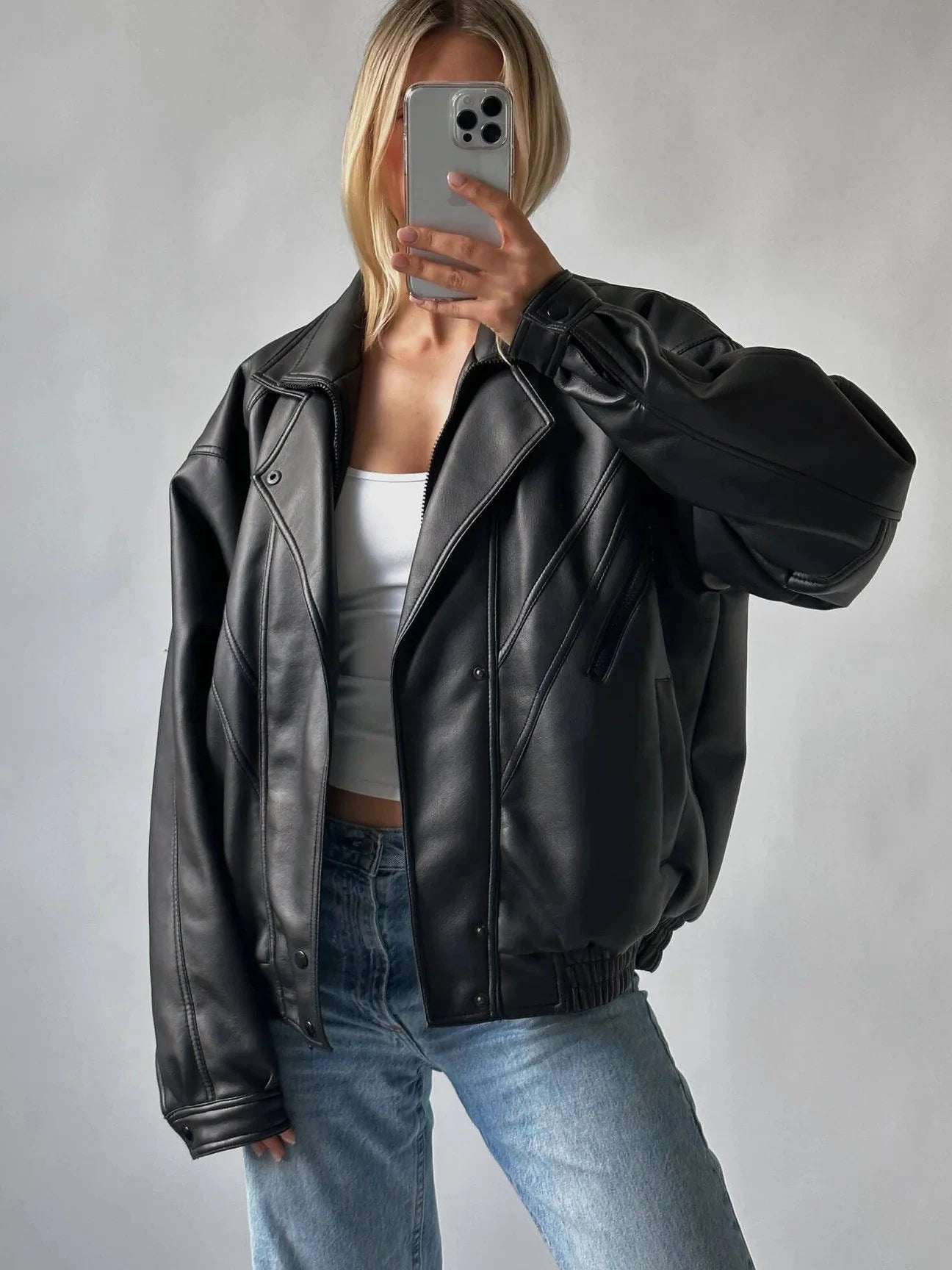 Vintage Leather Jacket Women Oversized Fit for Casual – The Jacket Makerss
